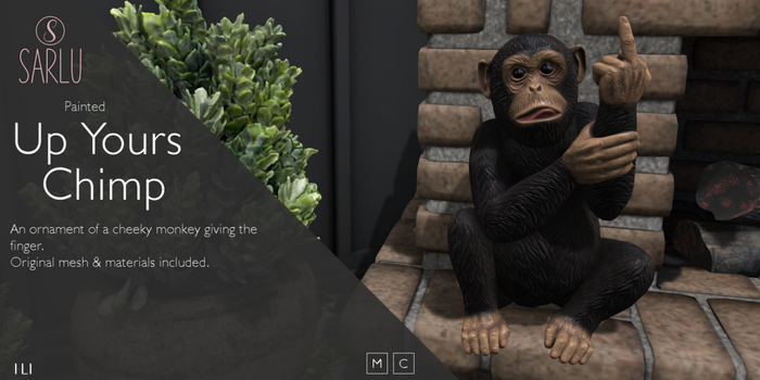 Second Life Marketplace - !S! Up Yours Chimp Statue Painted v1.0